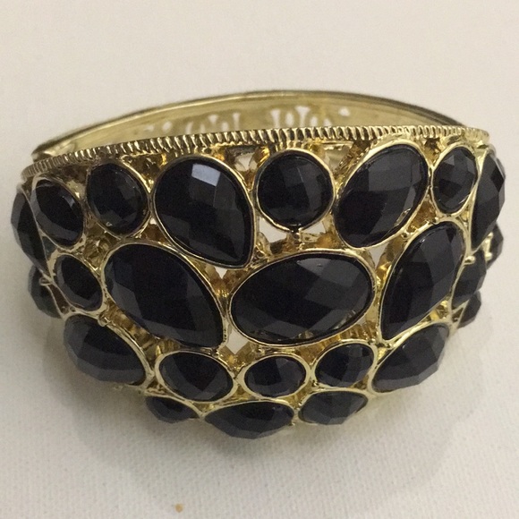 Vintage | Jewelry | Vintage Chunky Black Stone Bangle Bracelet | Poshmark